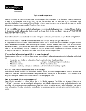 Fillable Online CareEverywhere HonorHealth Opt Out Form 020322(3).docx Fax Email Print - pdfFiller