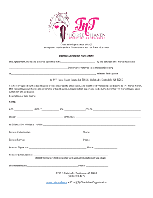 Fillable Online equine surrender agreement Fax Email Print - pdfFiller