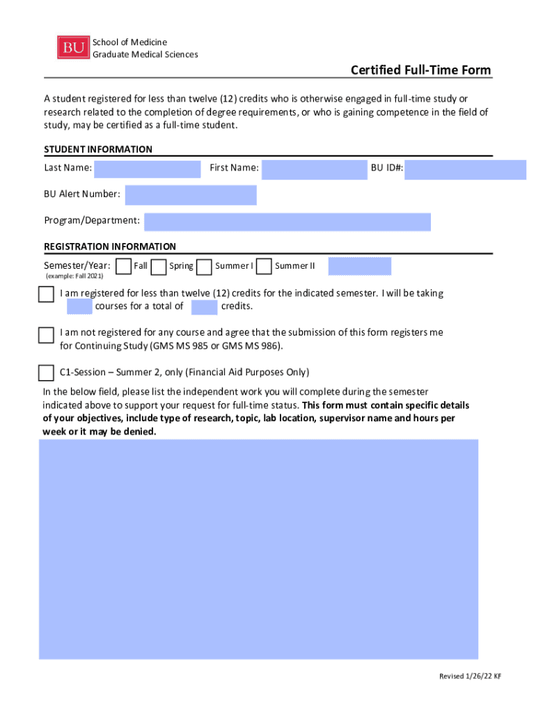 Fillable Online Certified Full-Time Form Fax Email Print - pdfFiller