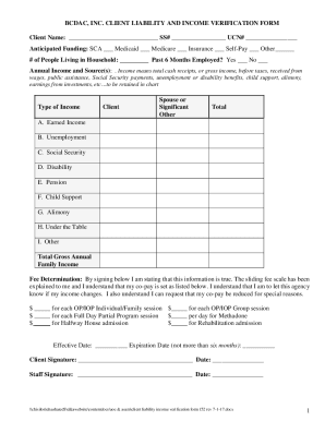 Fillable Online Client Liability Income Verification Form F52 Rev 7-1 ...