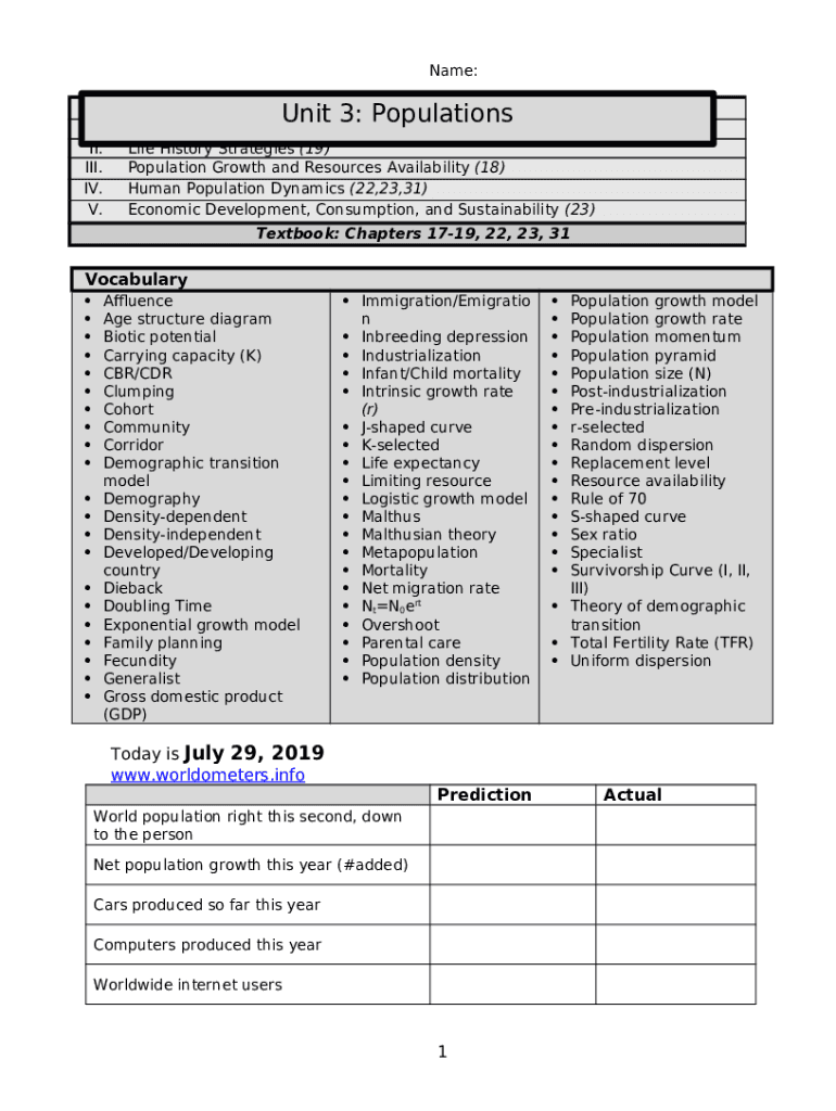 Lesson Plans on Human Population and Demographic ... Doc Template ...