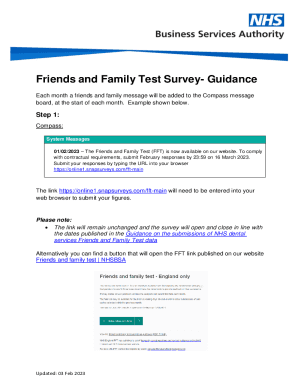 Fillable Online Get the free Friends and Family Test Survey- Guidance ...