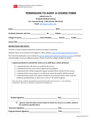 Fillable Online PERMISSION TO AUDIT A COURSE FORM Fax Email Print ...