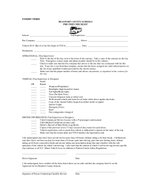 Fillable Online School Bus Pre-Trip Inspection Test - External Checks ...