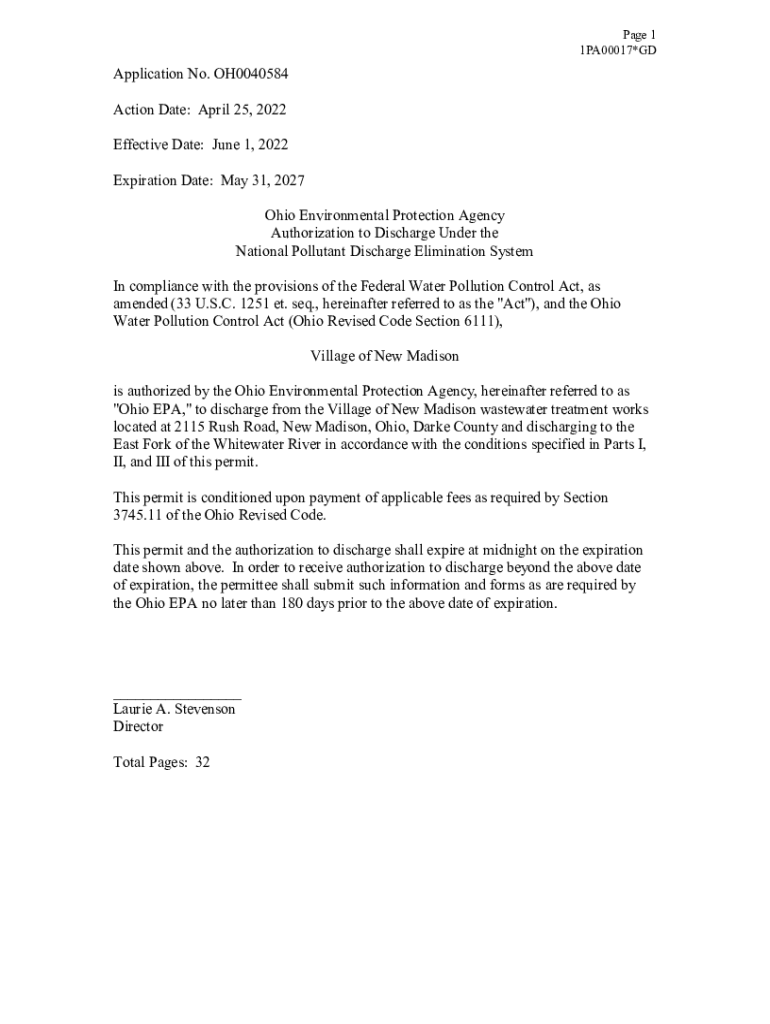 Fillable Online wwwapp epa ohio Village of New Madison Fax Email Print ...