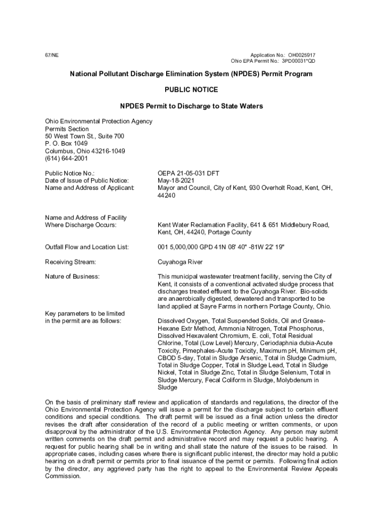 Fillable Online wwwapp epa ohio Water PermitsDEQ Fax Email Print ...