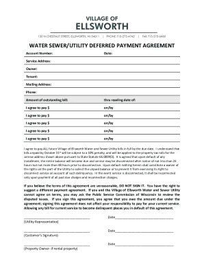 Fillable Online WATER SEWER/UTILITY DEFERRED PAYMENT AGREEMENT Fax ...
