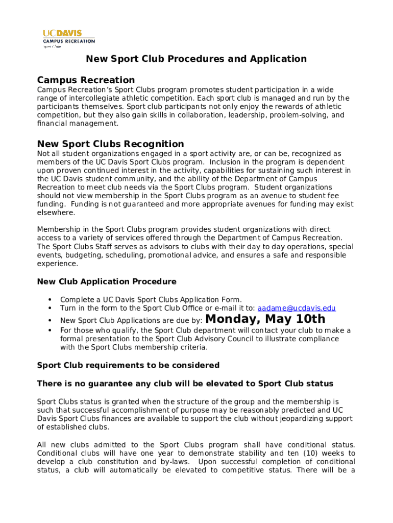 New Sport Club Procedures and Application Campus ... Doc Template ...