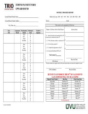 Fillable Online Stipend Payment Form Upward Bound Fax Email Print ...