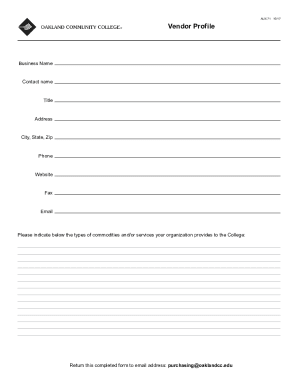 Fillable Online Vendor Profile. Vendor Profile Fax Email Print - pdfFiller