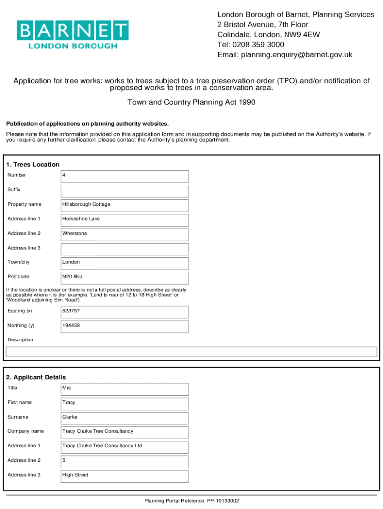 Fillable Online works to trees subject to a tree preservation order ...