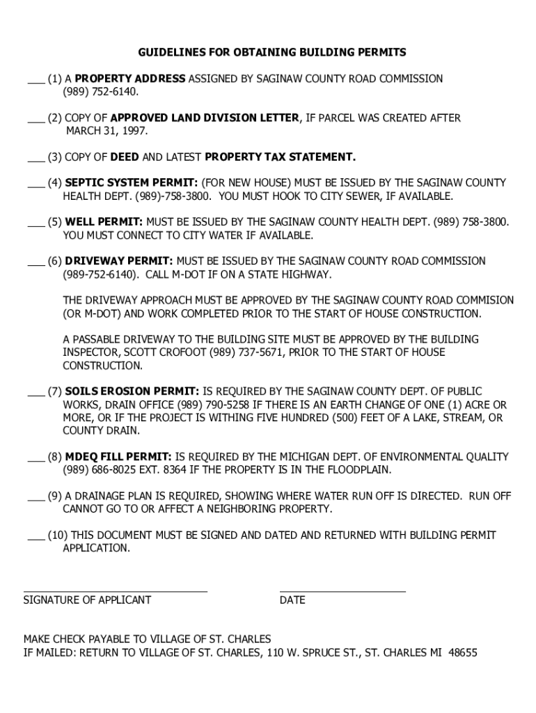 Fillable Online GUIDELINES FOR OBTAINING BUILDING PERMITS Fax Email ...