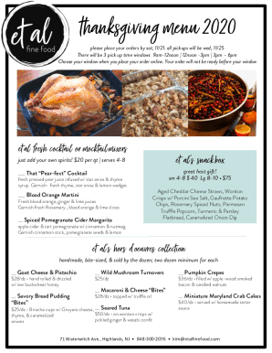 Fillable Online COVID-19 TOGO/takeout menu Fax Email Print - pdfFiller