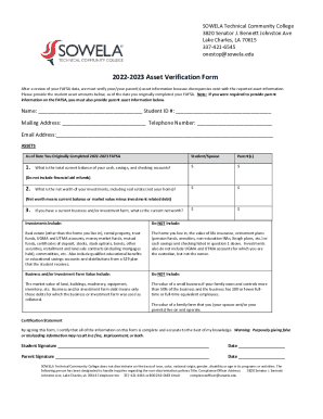 Fillable Online Asset Verification Form 2022-2023 Fax Email Print ...