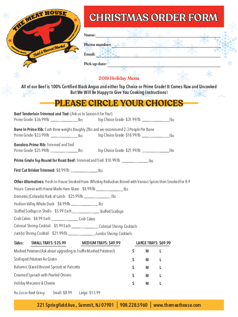 Fillable Online CHRISTMAS ORDER FORM Fax Email Print - pdfFiller