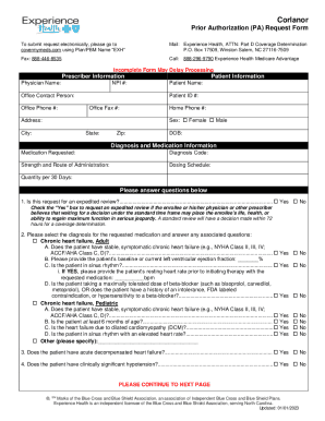 Fillable Online PA Request Form - Corlanor Fax Email Print - pdfFiller