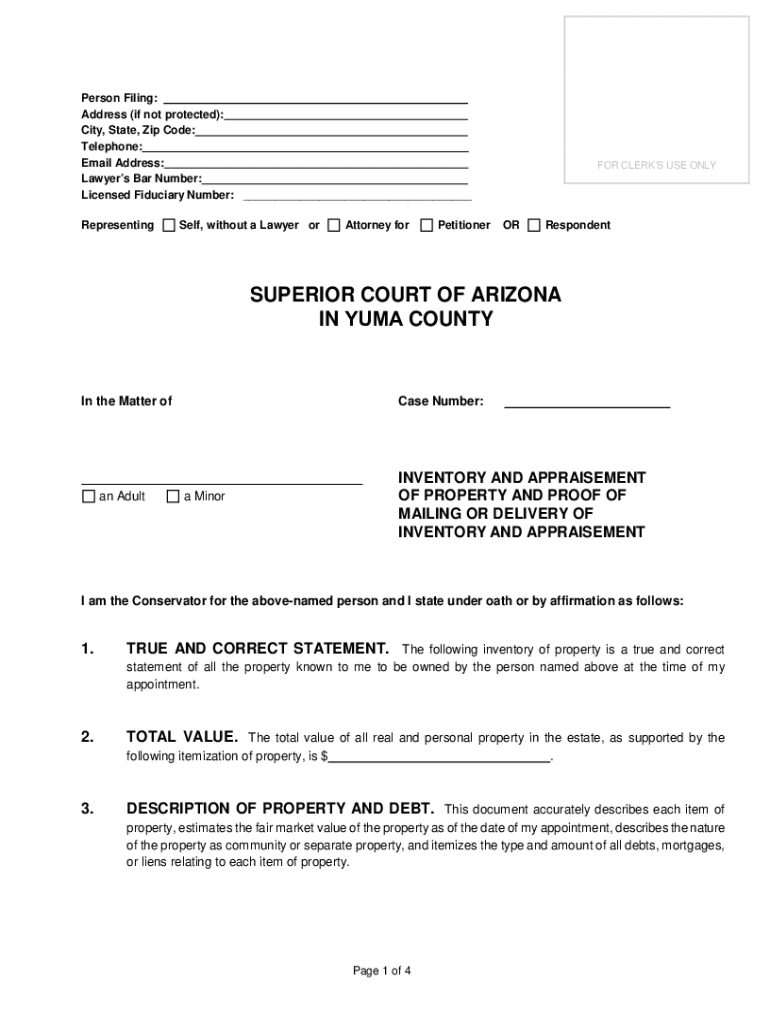 Fillable Online INVENTORY AND APPRAISEMENT OF PROPERTY AND ... Fax ...