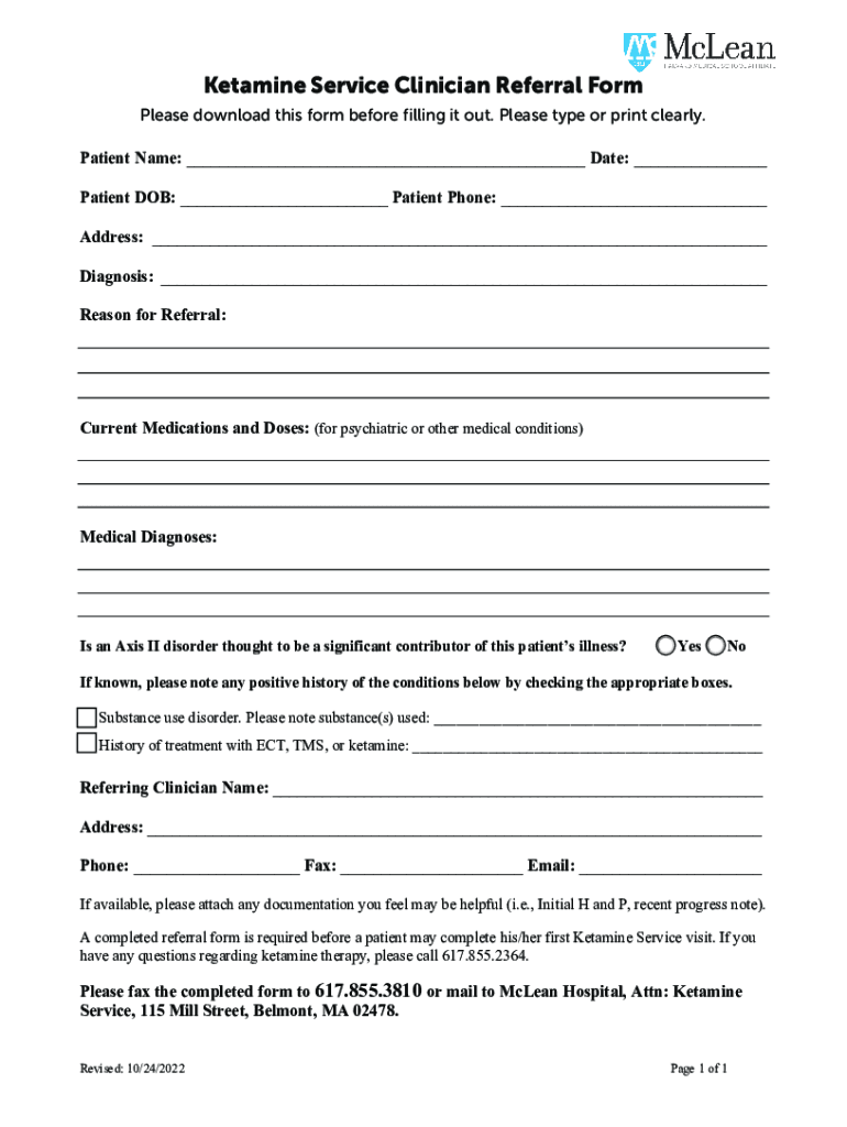 Fillable Online Service Clinician Referral Form Fax Email Print - pdfFiller