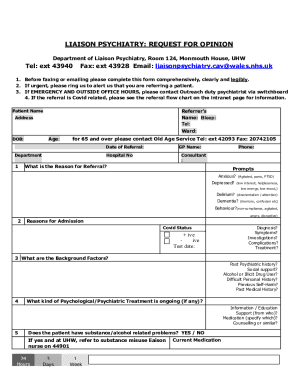 Fillable Online LIASON PSYCH REFERRAL FORM Fax Email Print - pdfFiller