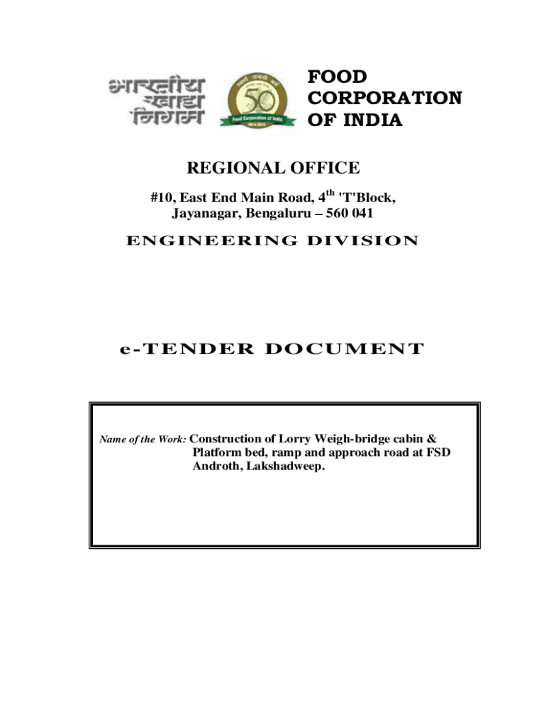 Fillable Online fci gov Food Corporation Of India (Regional Office ...