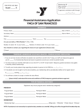 Fillable Online Financial Assistance Application YMCA OF SAN ... Fax Email Print - pdfFiller
