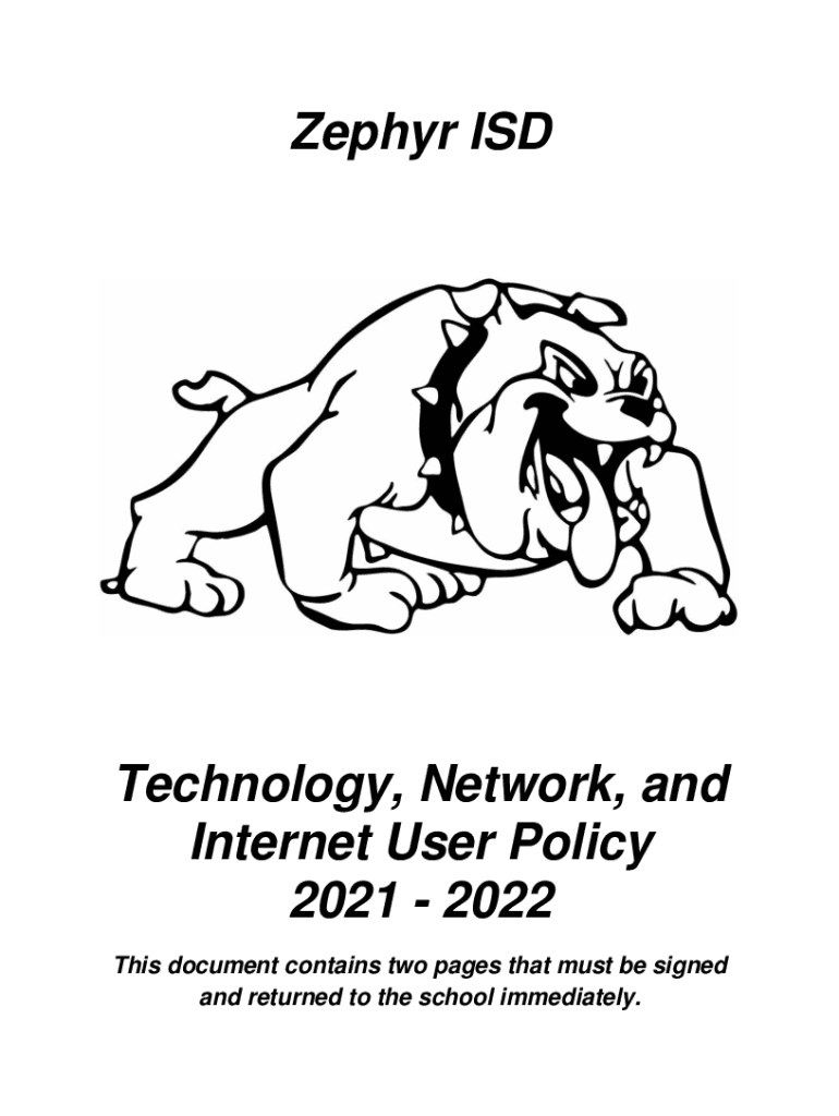 Fillable Online Zephyr ISD Technology, Network, and Internet User Policy ... Fax Email Print ...