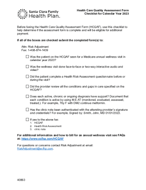 Fillable Online Health Care Quality Assessment Form Checklist for ...