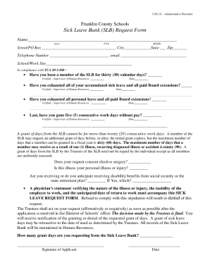 Fillable Online directions for completing - the sick leave bank request ...