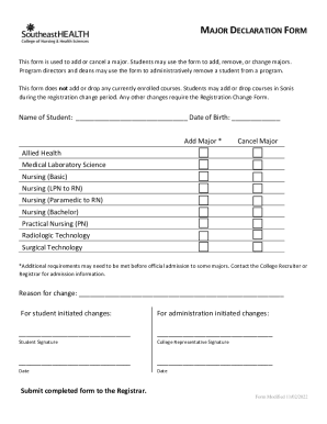 Fillable Online MAJOR DECLARATION FORM Fax Email Print - pdfFiller