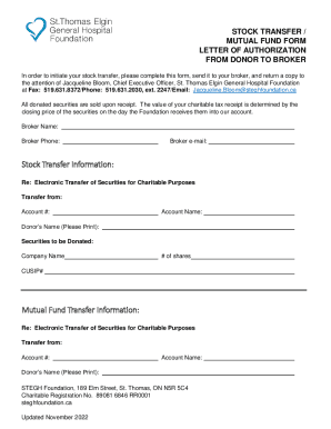 Fillable Online Stock and Mutual Fund Transfer Form Fax Email Print ...
