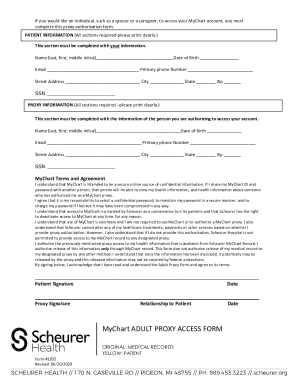 Fillable Online Access Authorization to an Adult MyChart Record (Proxy ...