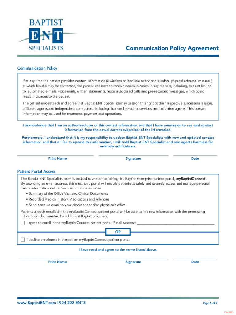 Fillable Online Communication Policy Agreement Fax Email Print - pdfFiller