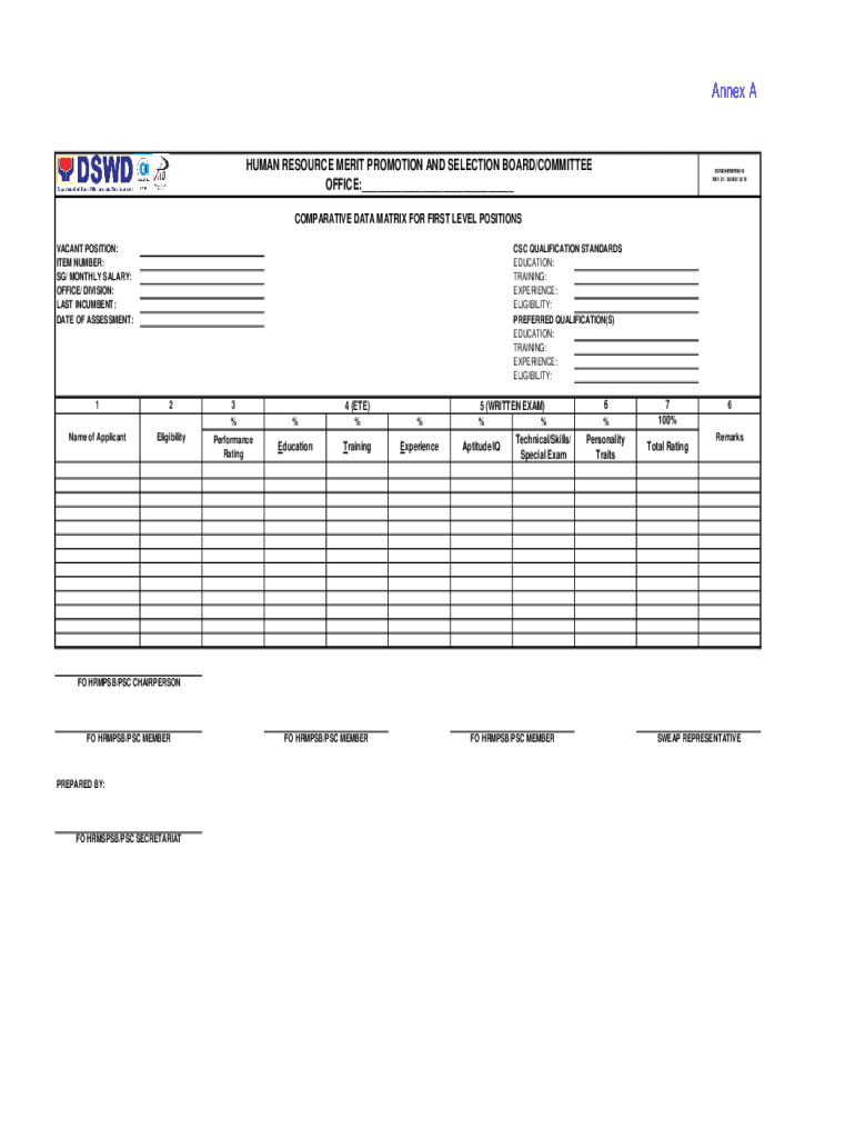Fillable Online Revised Merit Selection Plan (MSP) of the Department of ...