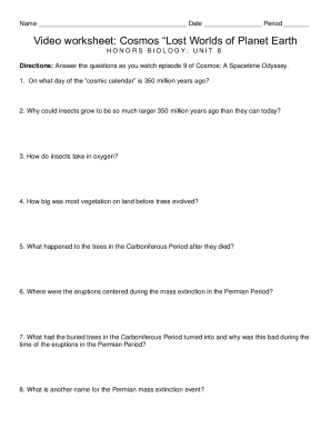 Fillable Online Video worksheet: Cosmos Lost Worlds of Planet Earth Fax ...
