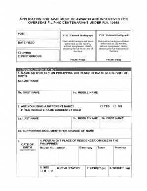 Fillable Online application for availment of awards and incentives for ...