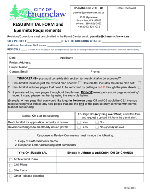 Fillable Online RESUBMITTAL FORM and Epermits Requirements - Enumclaw ...