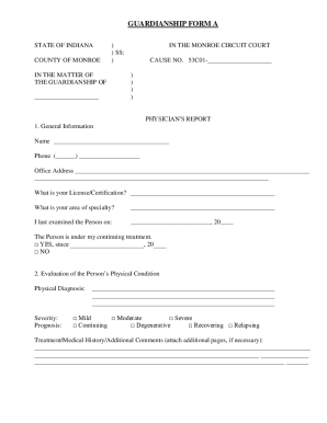 Fillable Online GUARDIANSHIP FORM A - Monroe County, Indiana Fax Email ...