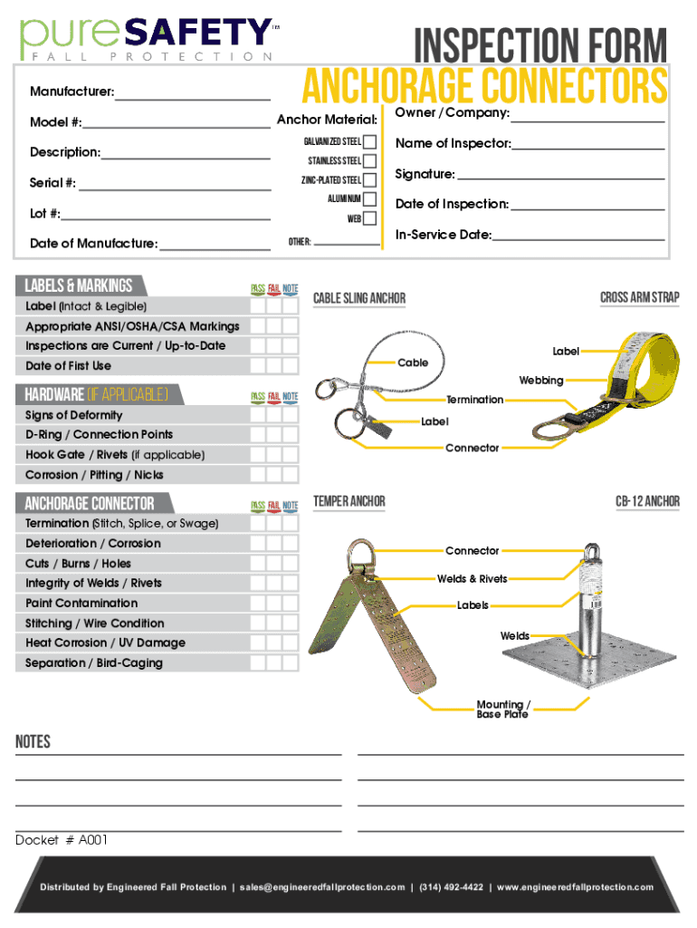 Fillable Online Fillable Online INSPECTION FORM - Anchorage Connector ...