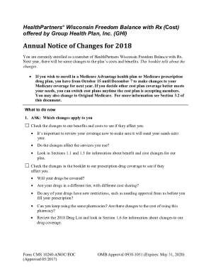 Fillable Online 2018 Cost Plan Annual Notice of Change (ANOC) and ...