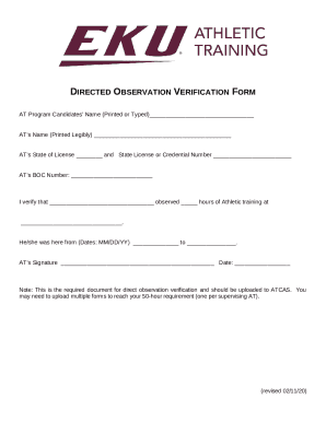 Directed Observation Verification Doc Template | pdfFiller