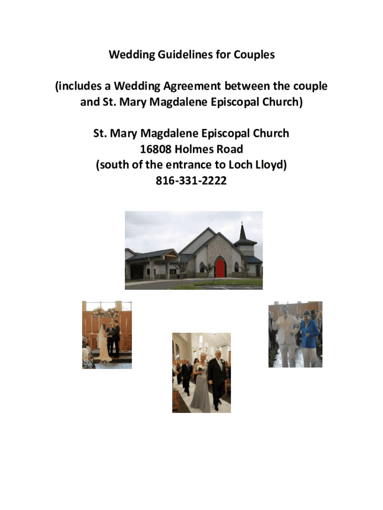 Fillable Online Wedding Guidelines for Couples (includes a Wedding ...