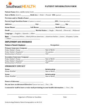 Fillable Online Patient Name (first, middle initial, last): Fax Email ...