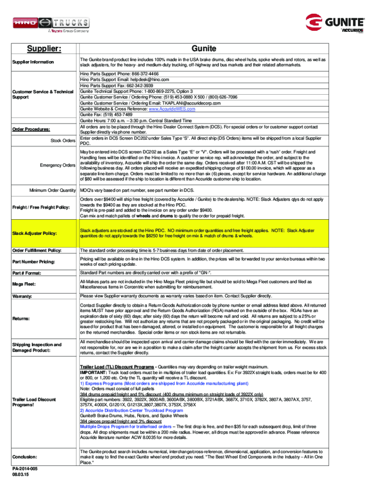 Fillable Online Customer Service Guidelines for Suppliers and ...