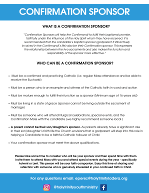 Fillable Online 2022 - 2024 Confirmation Forms - Holy Trinity Catholic Church Fax Email Print ...