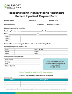Fillable Online Passport Health Plan by Molina Healthcare Medical ...