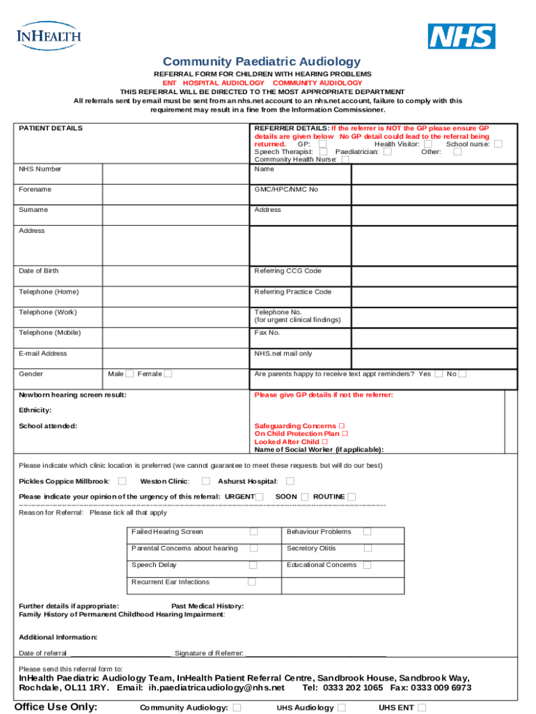 Audiology ServicesChildren's Hospital Colorado Doc Template | pdfFiller