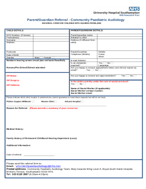 Children's hearing referral for parents-guardians Doc Template | pdfFiller