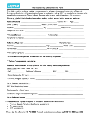 Fillable Online The Swallowing Clinic Referral Form Fax Email Print ...