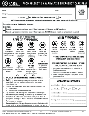 Fillable Online Food Allergy Forms Fax Email Print - pdfFiller