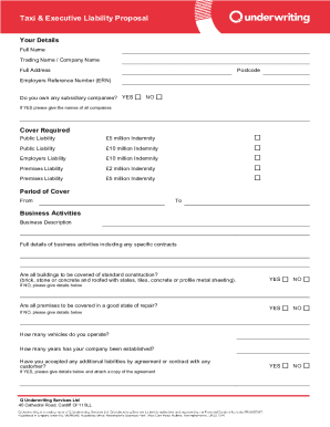 Fillable Online Liability Proposal Form Fax Email Print - pdfFiller